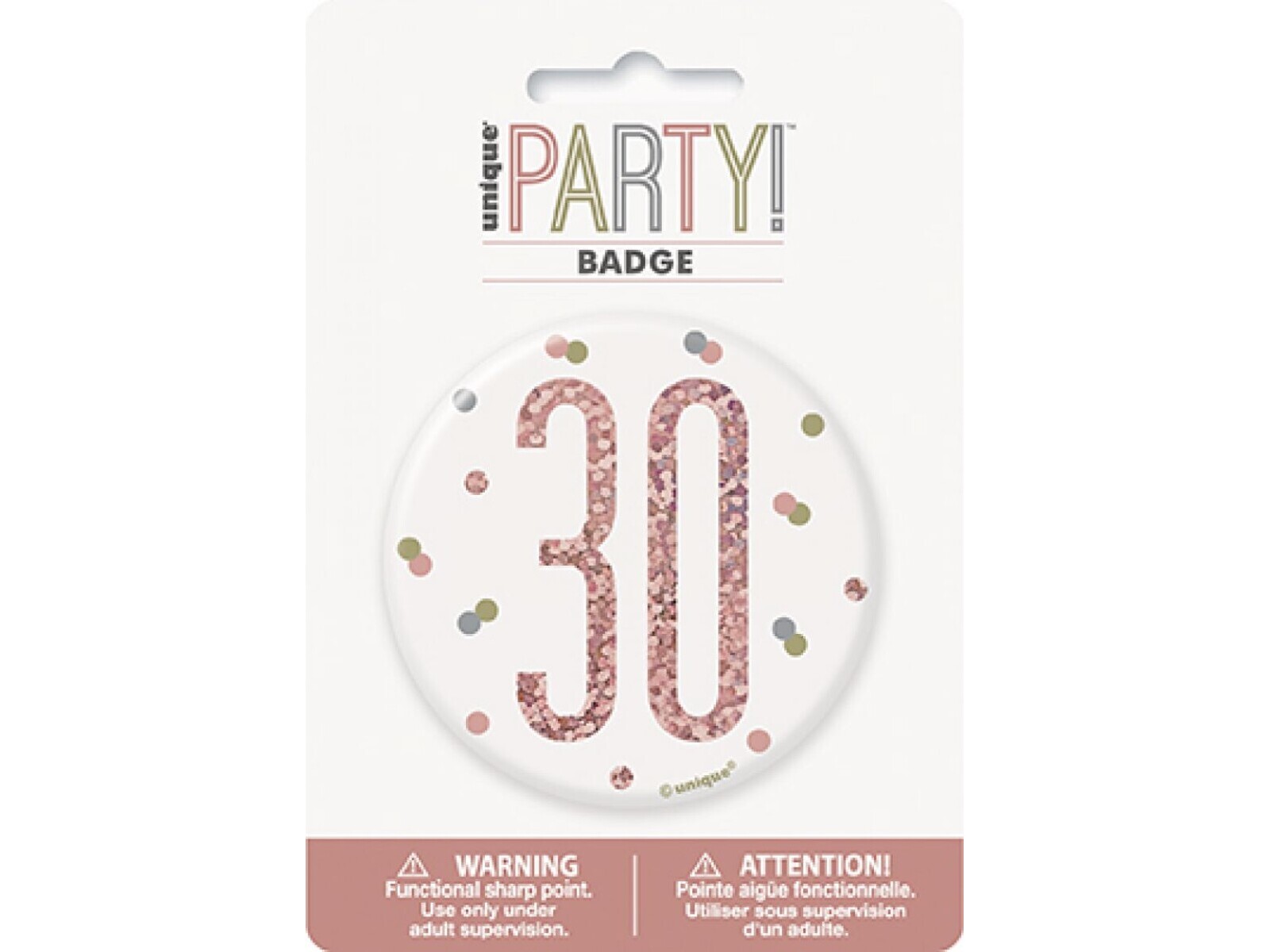 Rose Gold Glitz 30th Badge