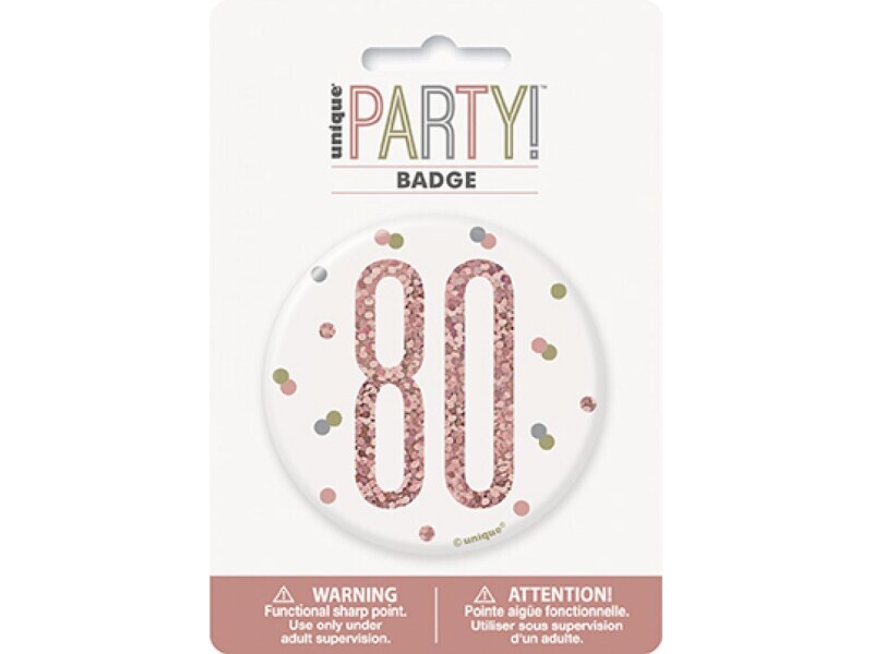 Rose Gold Glitz 80th Badge