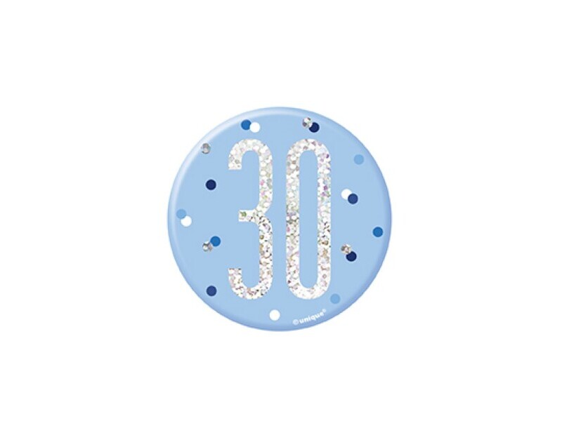 Blue Glitz 30 Badge